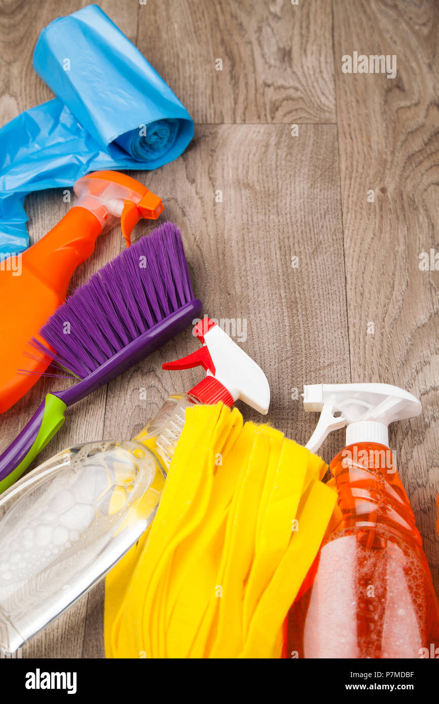 Assorted cleaning products Stock Photo - Alamy