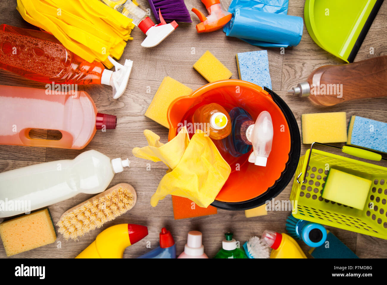 Assorted cleaning products Stock Photo - Alamy
