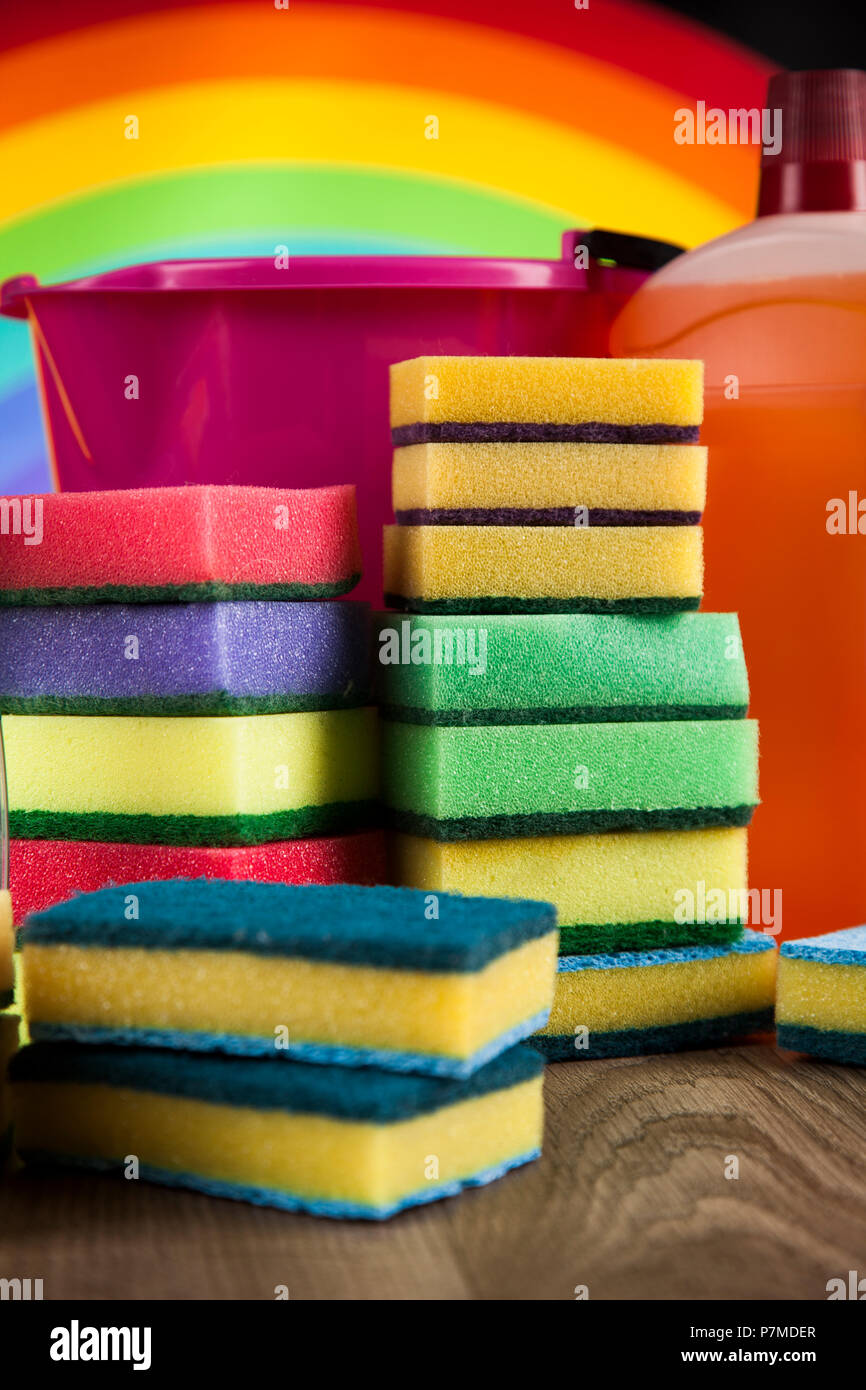 Set of cleaning products Stock Photo - Alamy