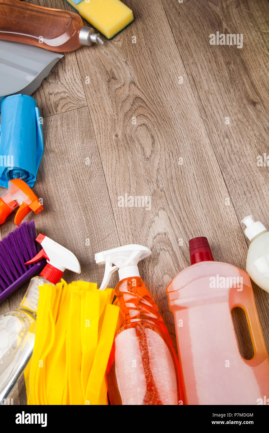 Assorted cleaning products Stock Photo - Alamy