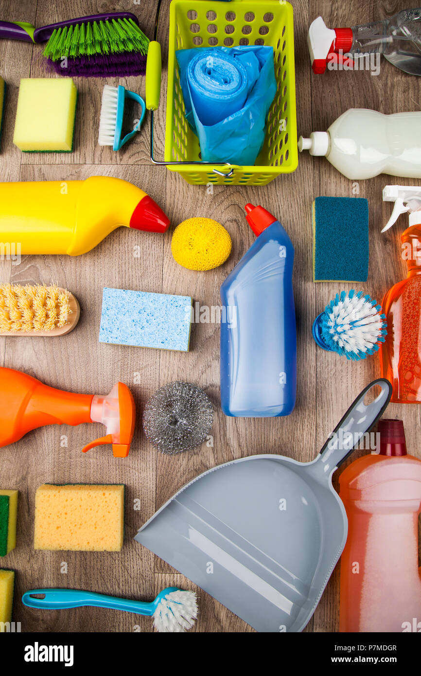 Assorted cleaning products Stock Photo - Alamy