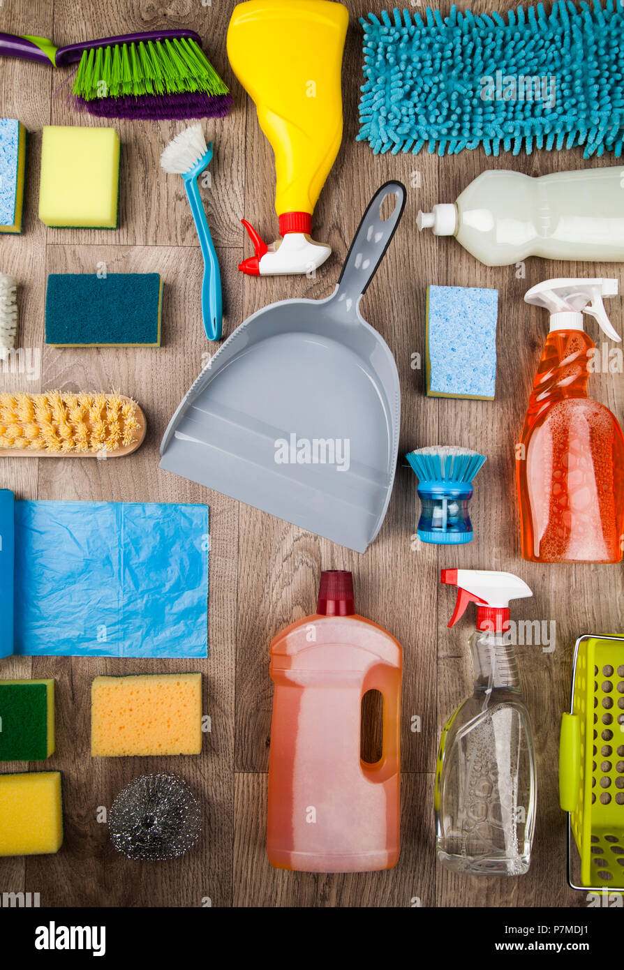 Assorted cleaning products Stock Photo - Alamy