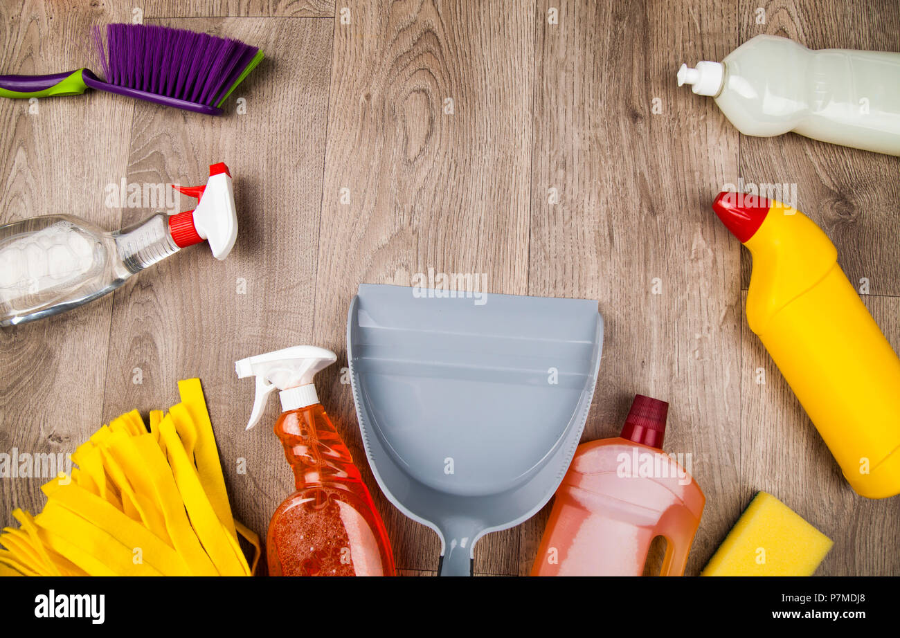 Assorted cleaning products Stock Photo - Alamy