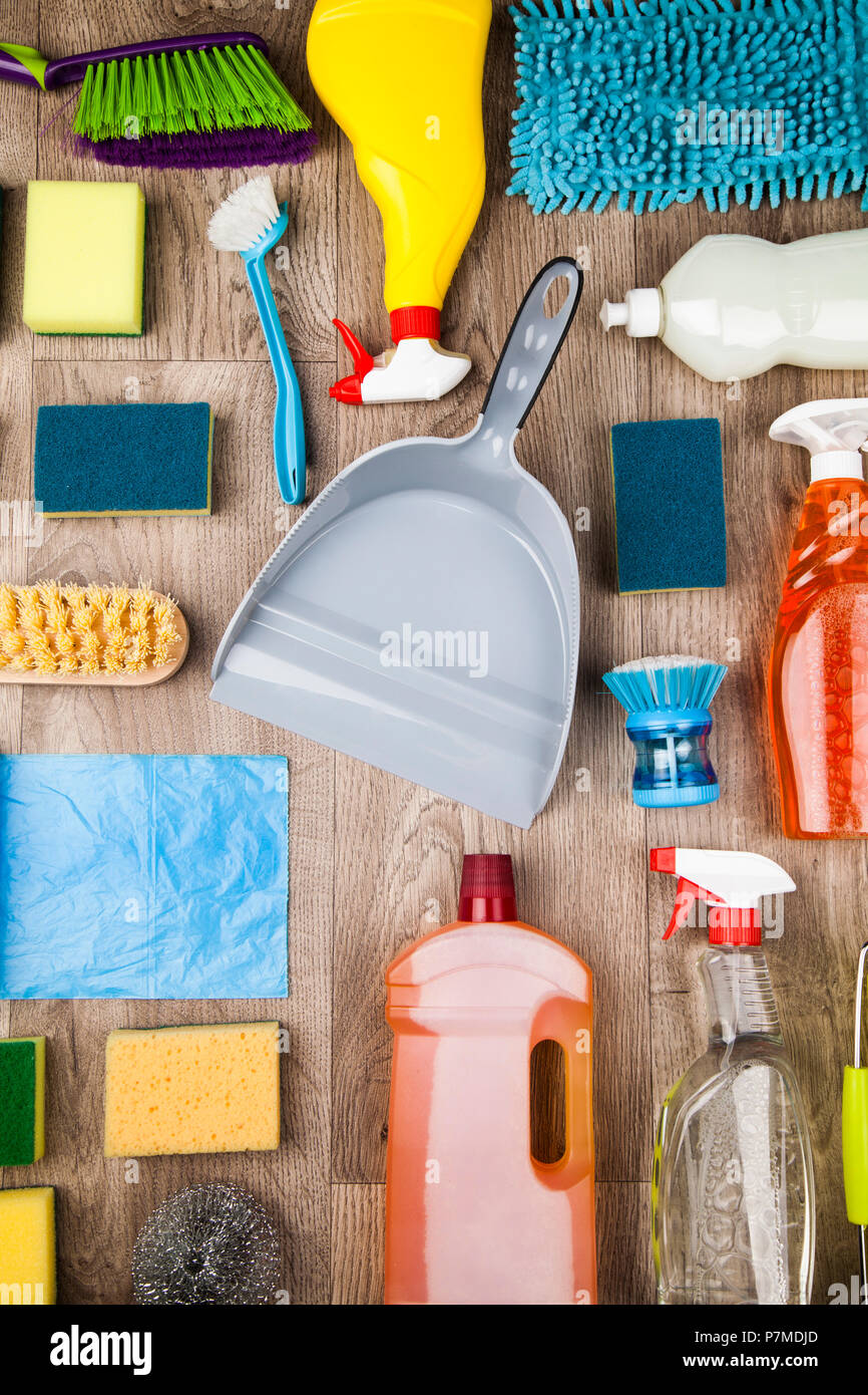 Assorted cleaning products Stock Photo - Alamy