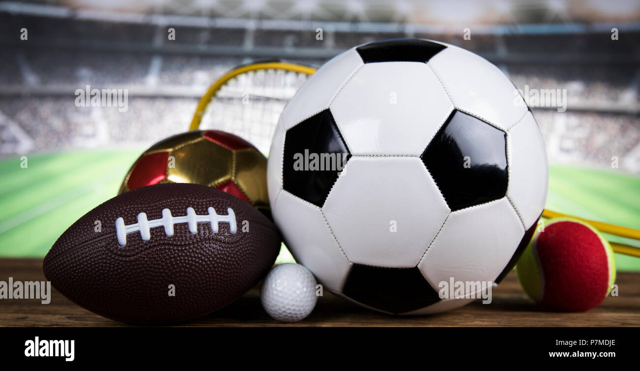 Sport equipment and balls Stock Photo - Alamy