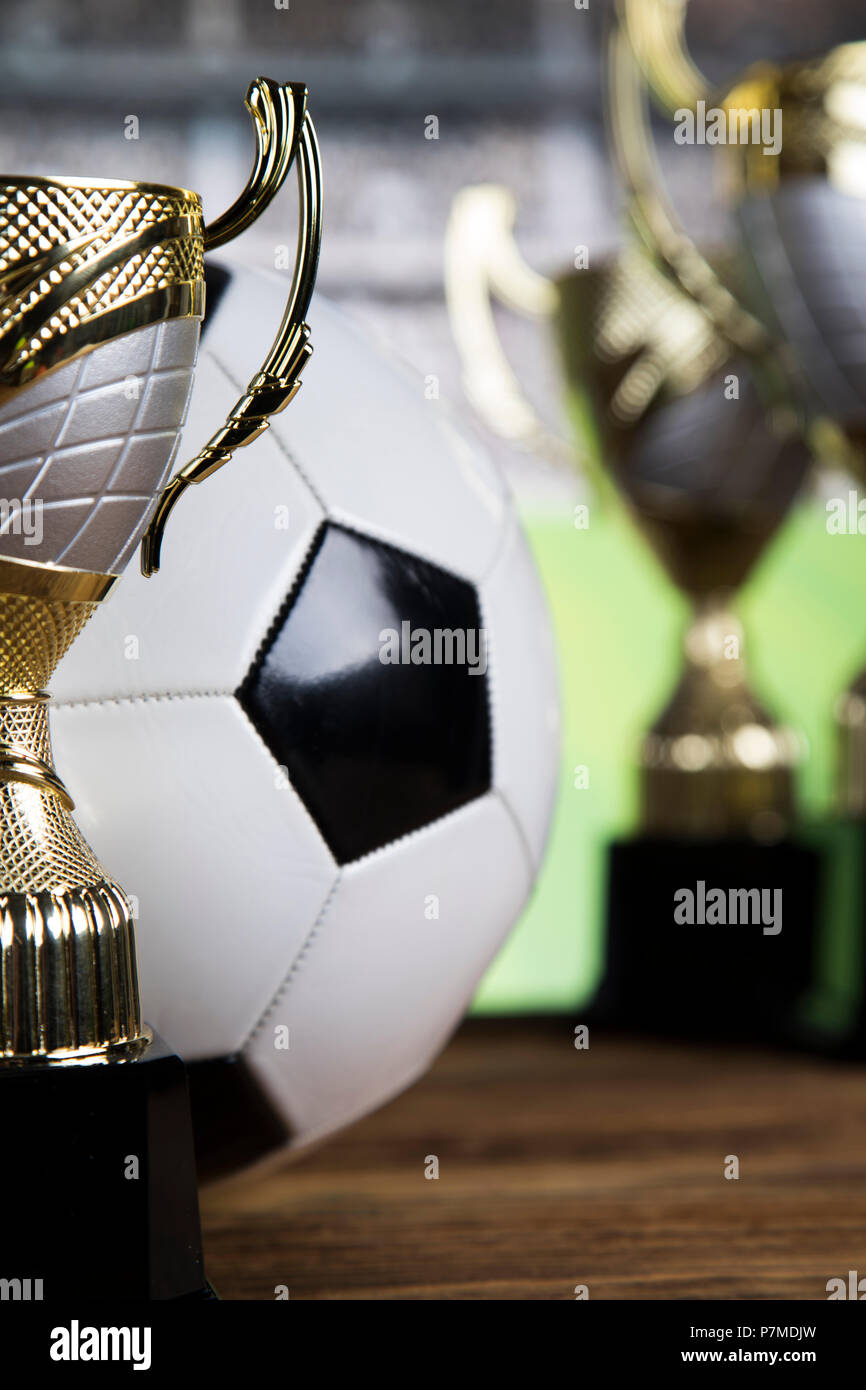 Achievement trophy, winning sport background Stock Photo - Alamy