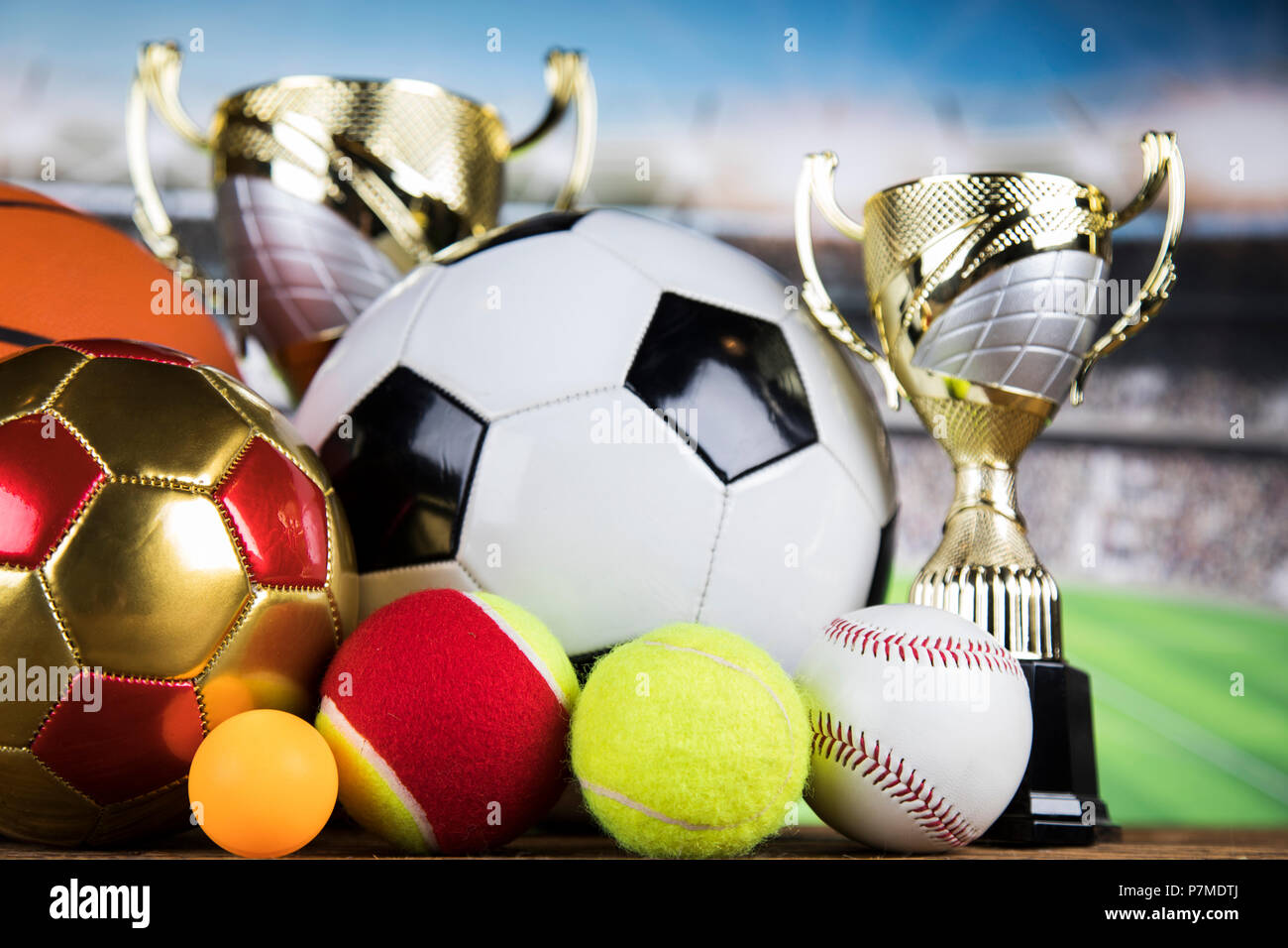 Achievement trophy, winning sport background Stock Photo - Alamy