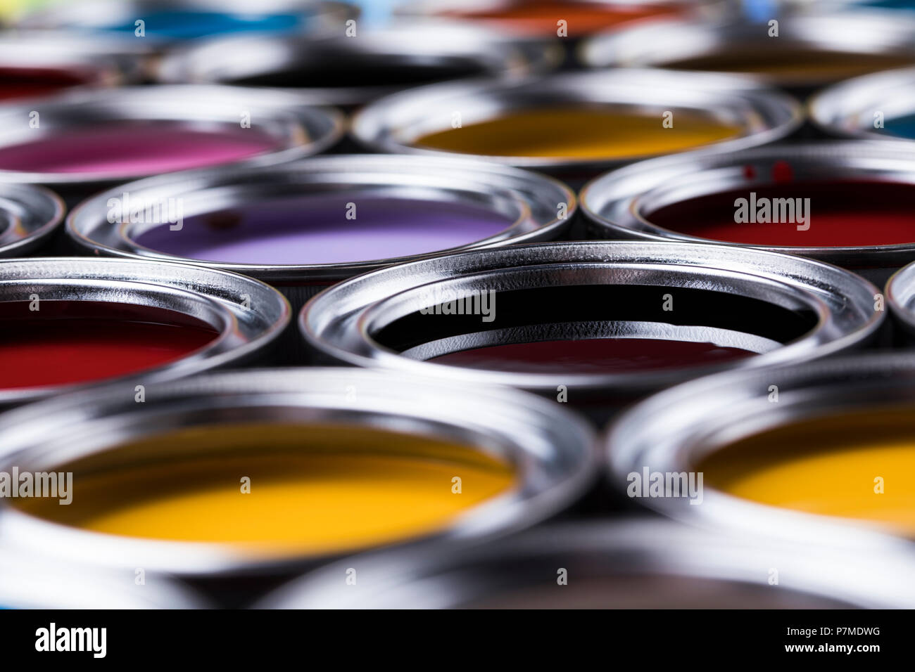 Creativity concept group of tin metal cans with color paint Stock Photo ...