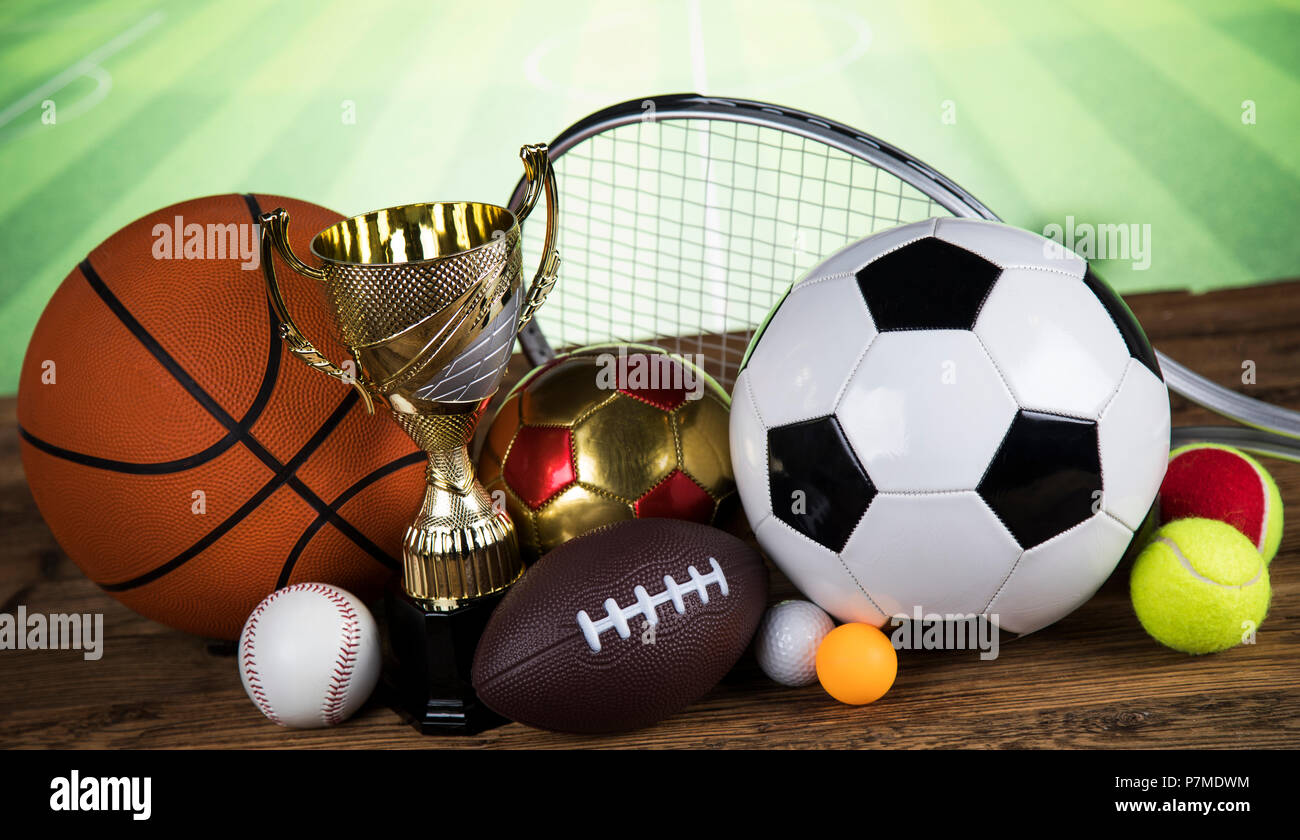 Achievement trophy, winning sport background Stock Photo - Alamy