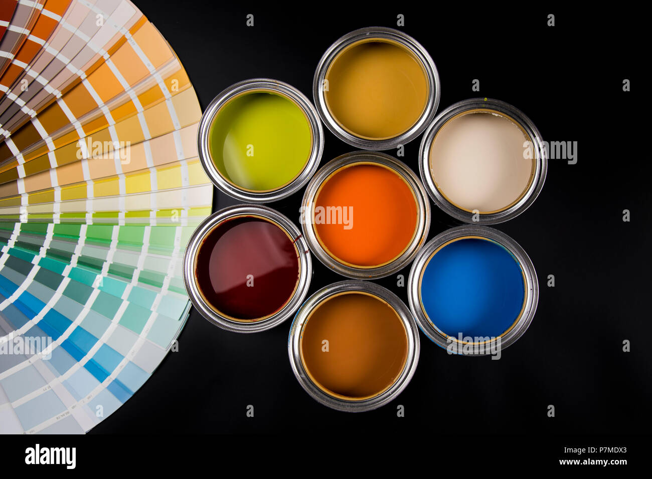 Paint cans color palette Stock Photo - Alamy