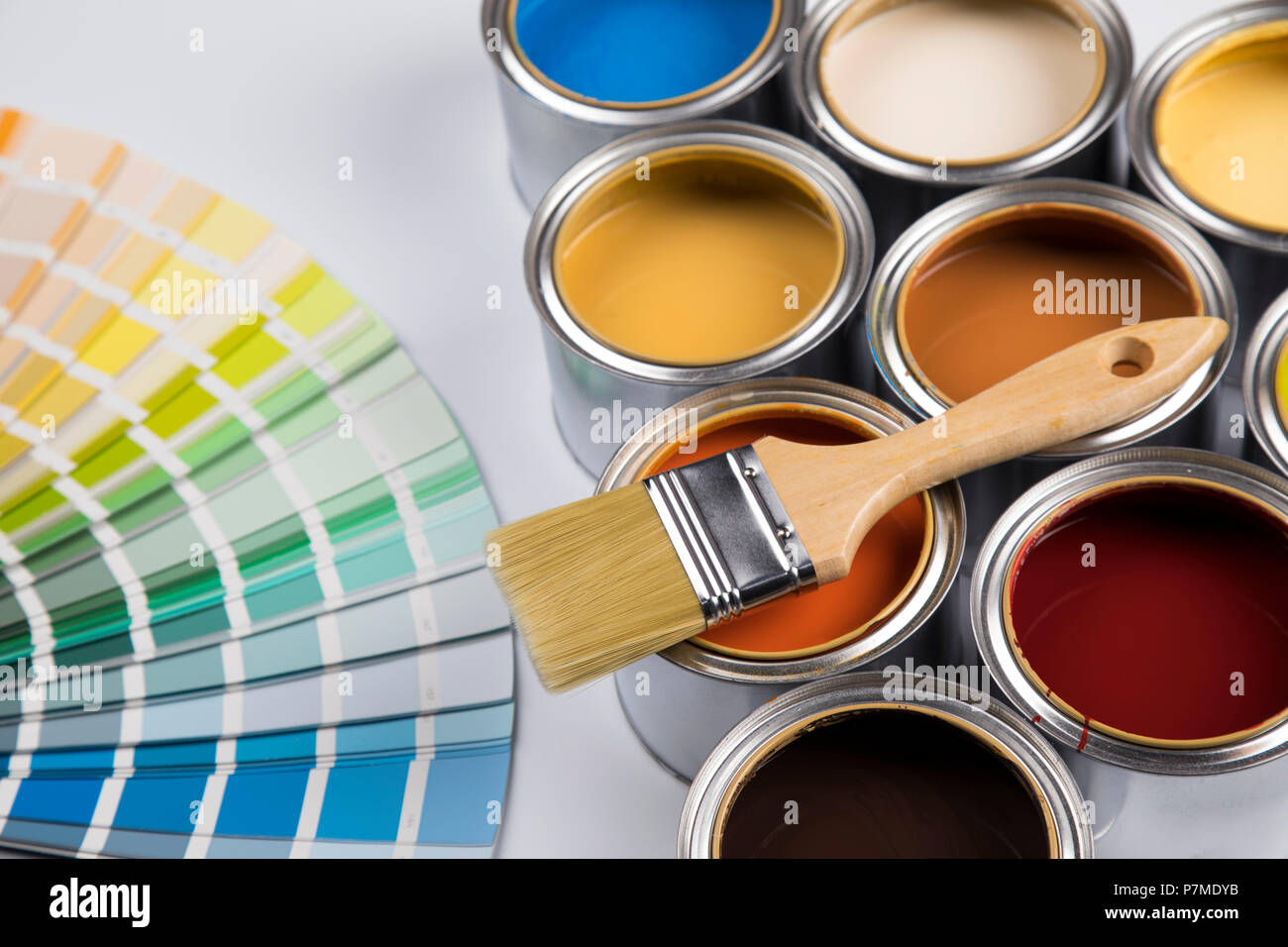 Paint cans color palette Stock Photo - Alamy