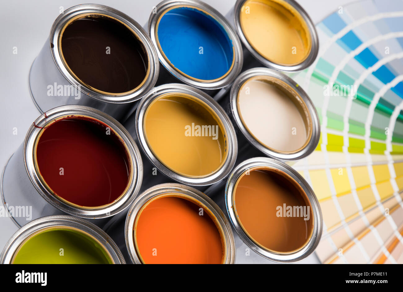 Paint cans color palette Stock Photo - Alamy