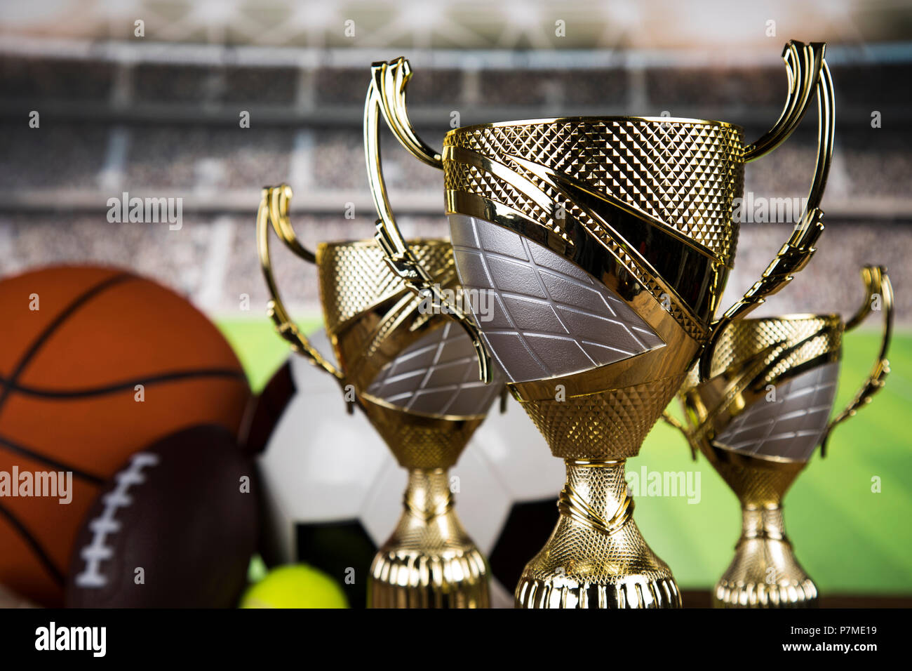 Trophy for champion, sport background Stock Photo - Alamy