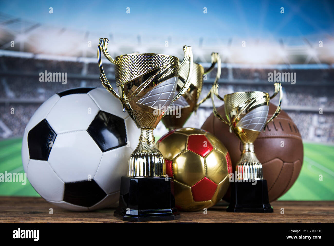 Achievement trophy, winning sport background Stock Photo - Alamy