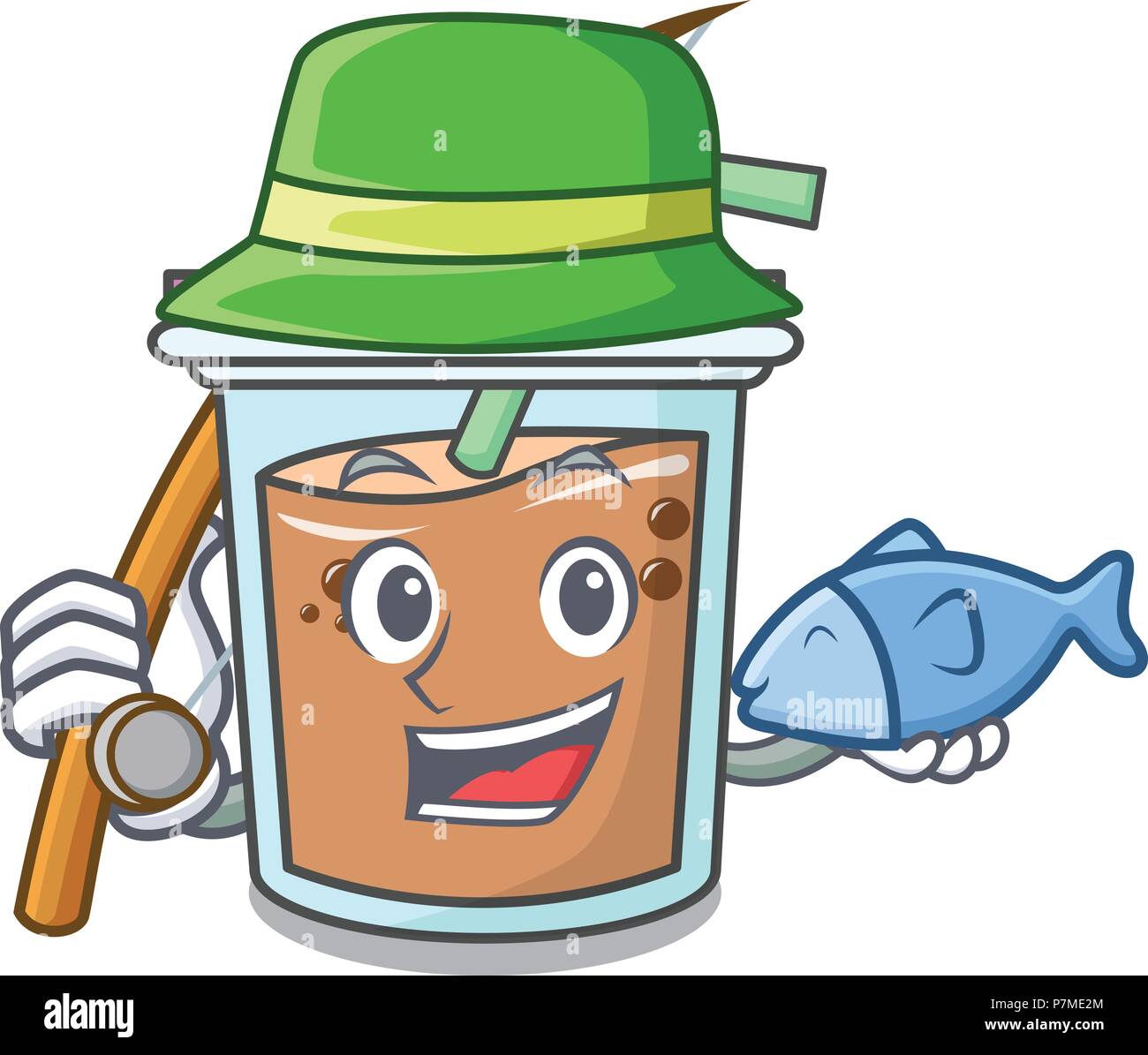 Fishing bubble tea mascot cartoon vector illustration Stock Vector ...
