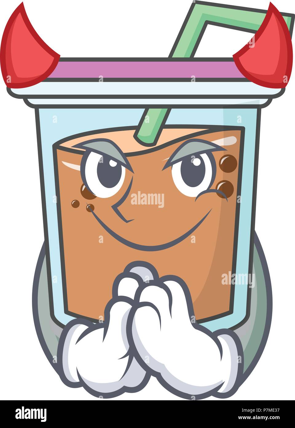 Devil bubble tea mascot cartoon vector illustration Stock Vector Image ...