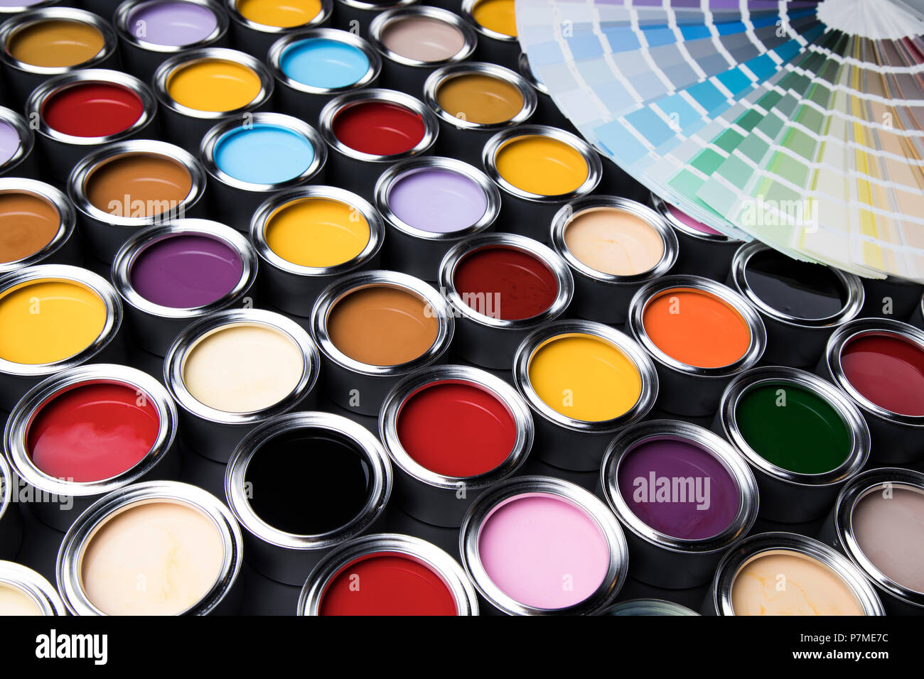 Paint cans color palette Stock Photo - Alamy