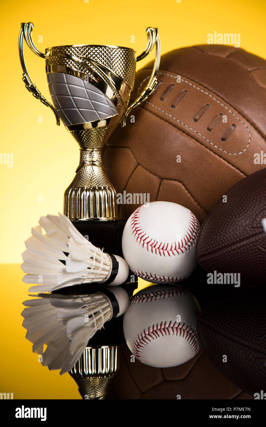 Achievement trophy, winning sport background Stock Photo - Alamy