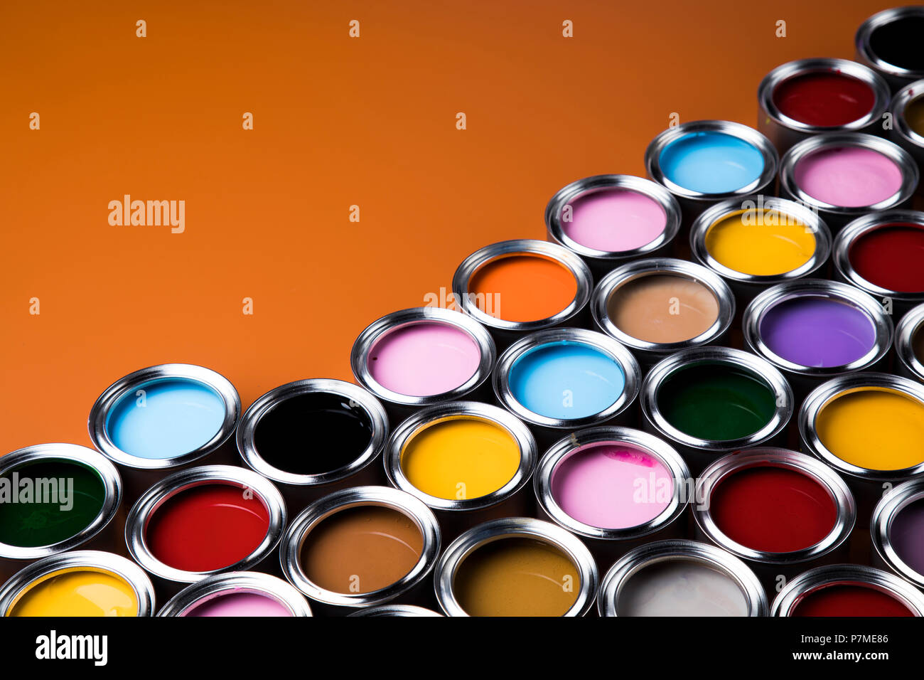 Colorful paint cans set Stock Photo - Alamy