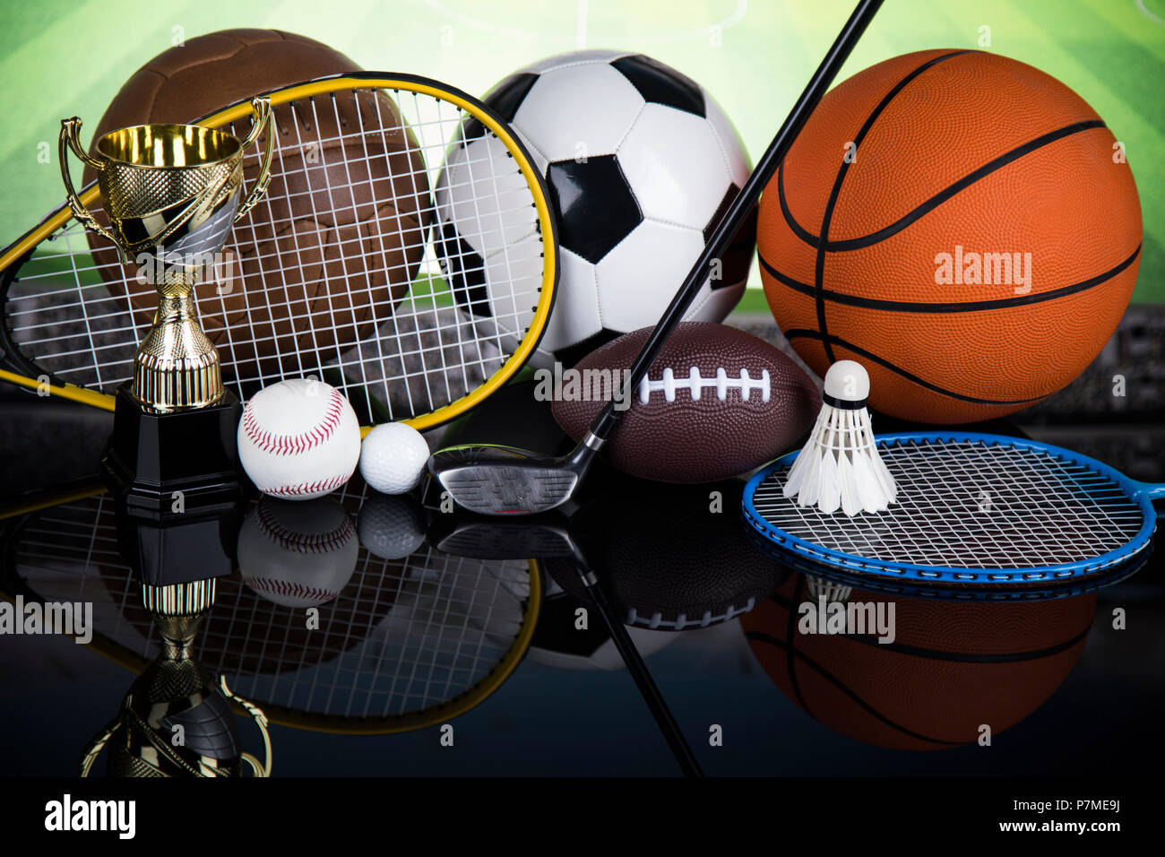 Achievement trophy, winning sport background Stock Photo - Alamy