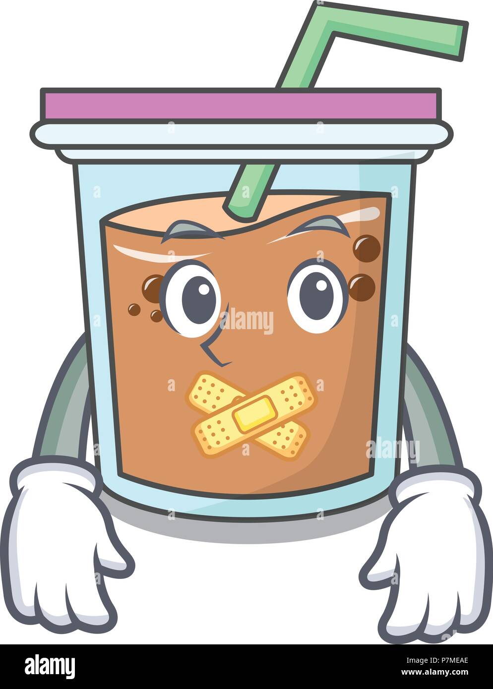 Silent bubble tea mascot cartoon vector illustration Stock Vector Image ...