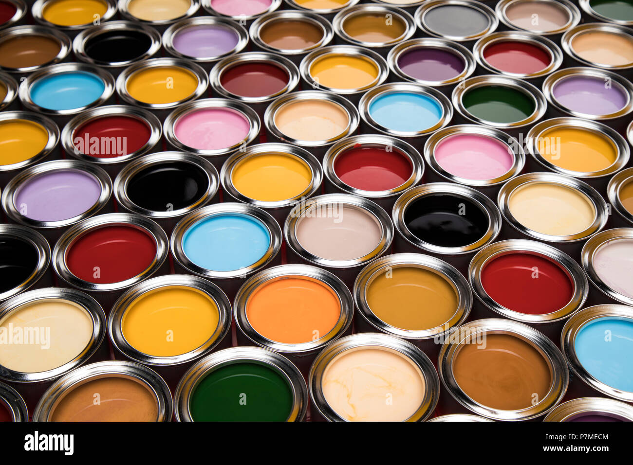 Creativity concept group of tin metal cans with color paint Stock Photo ...