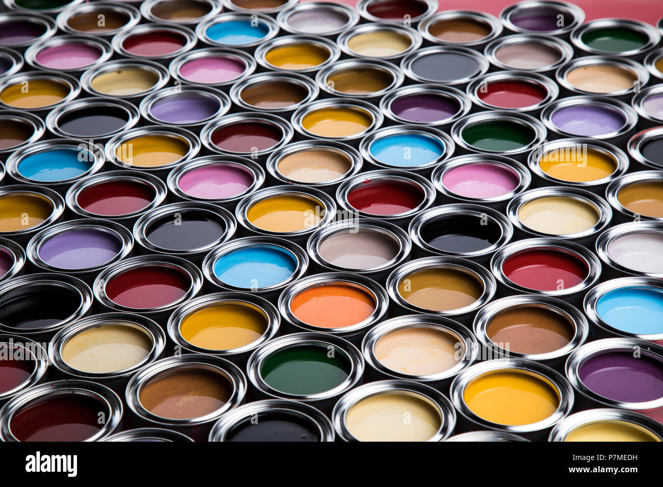 Full Buckets of rainbow colored oil paint Stock Photo - Alamy
