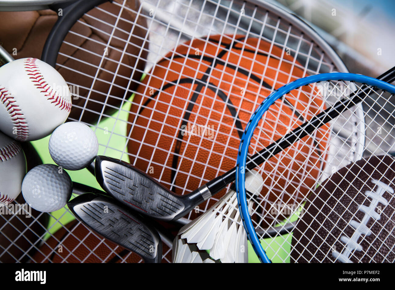 Sport equipment and balls Stock Photo - Alamy