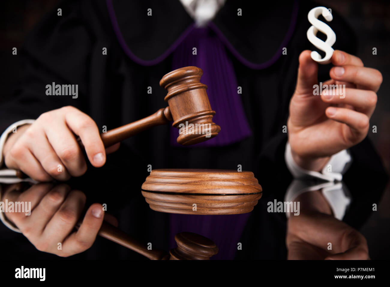 Justice and law concept. Male judge in a courtroom Stock Photo - Alamy