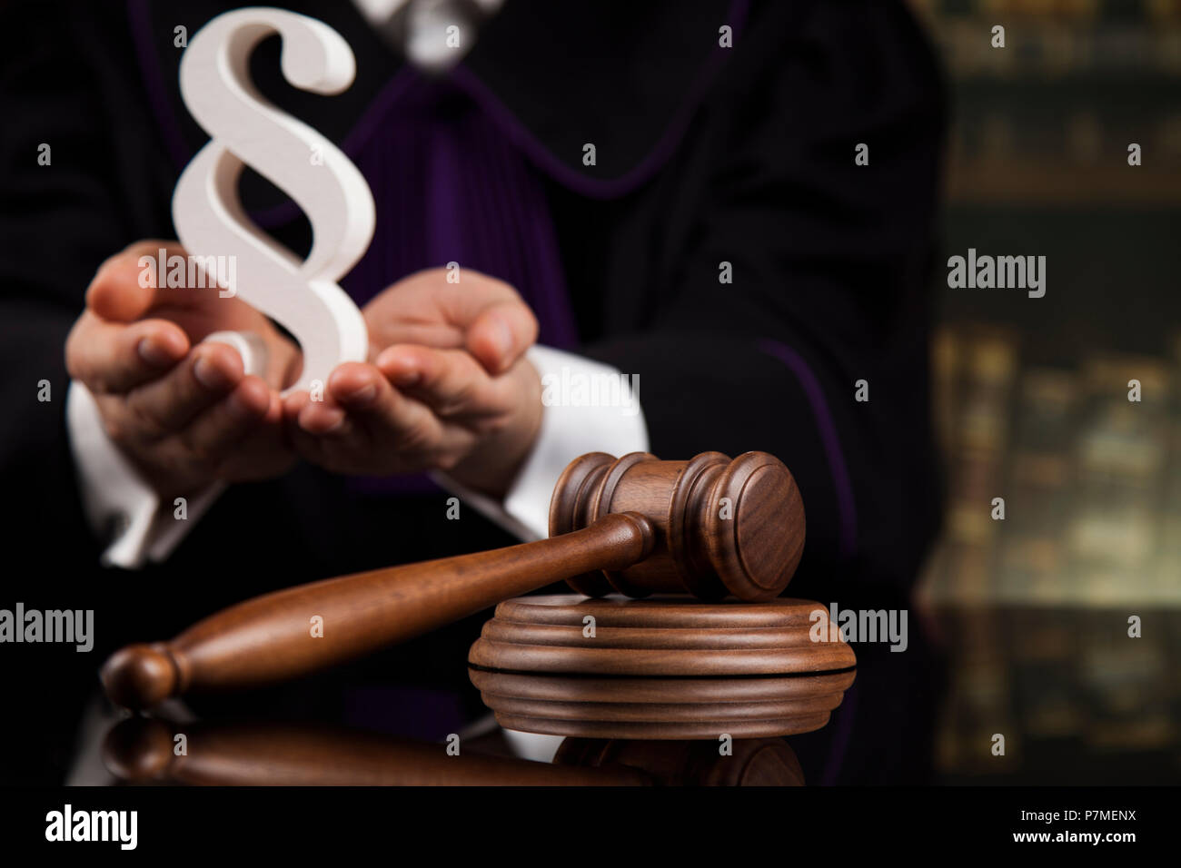 Striking mallet, Judgment concept, book background and Paragraph Stock ...