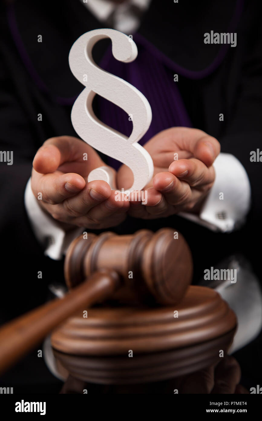 Striking mallet, Judgment concept, book background and Paragraph Stock ...