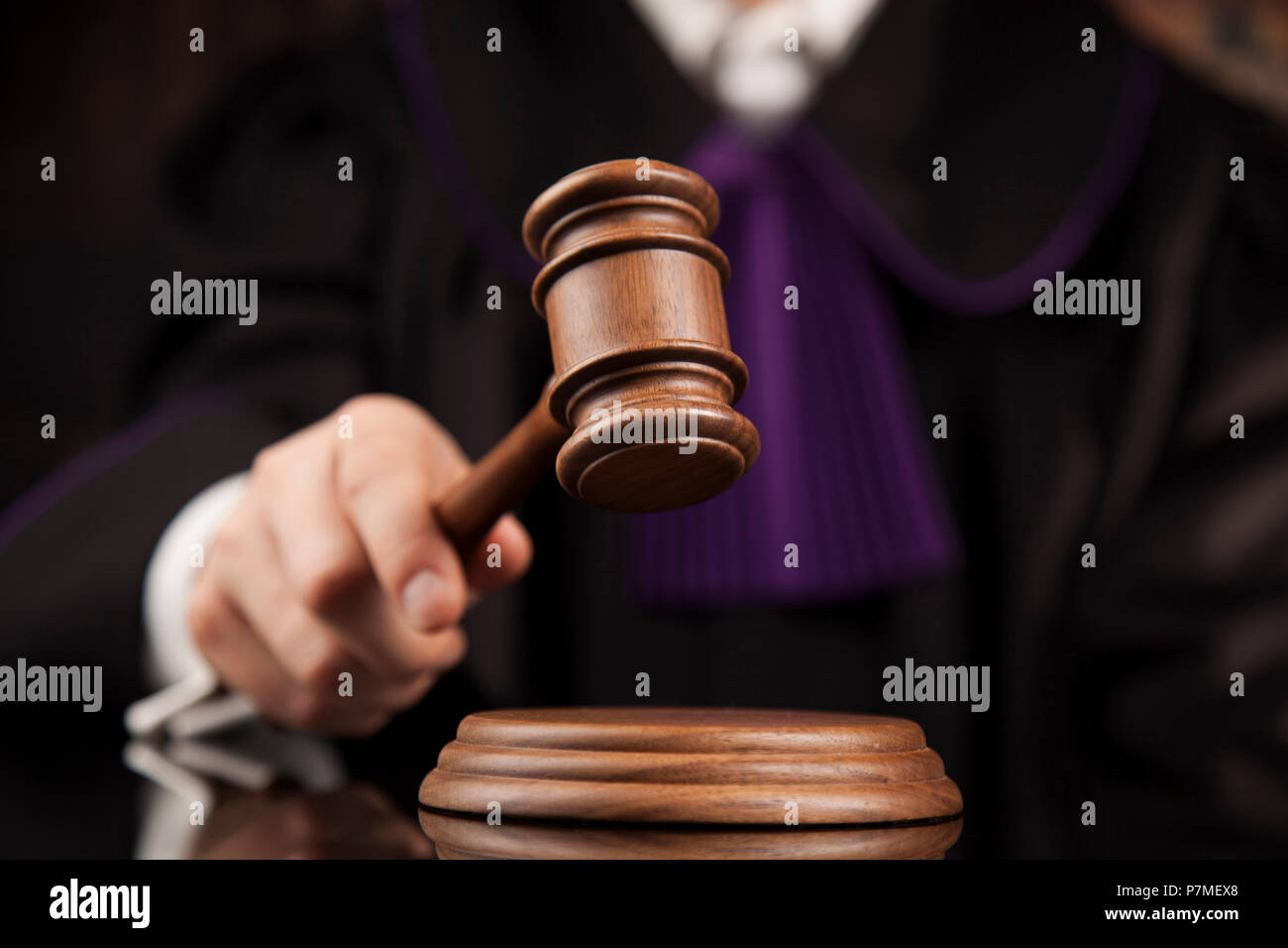 Justice and law concept. Male judge in a courtroom Stock Photo - Alamy