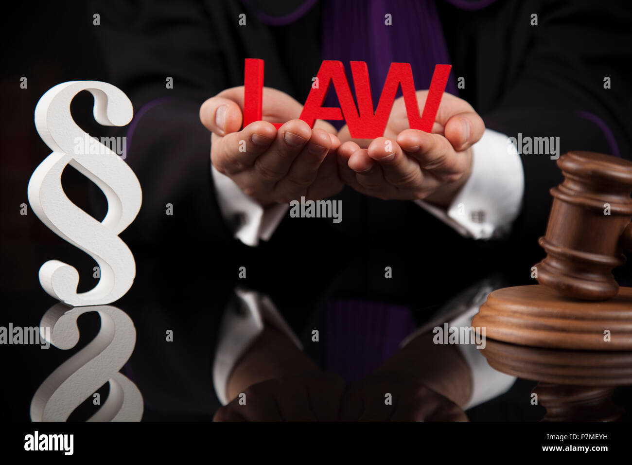Striking mallet, Judgment concept, book background and Paragraph Stock ...