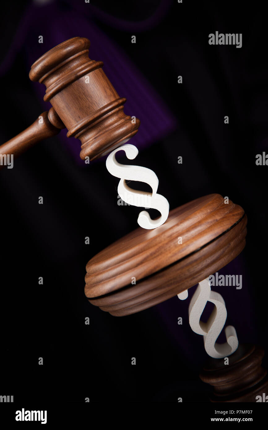 Striking mallet, Judgment concept, book background and Paragraph Stock ...