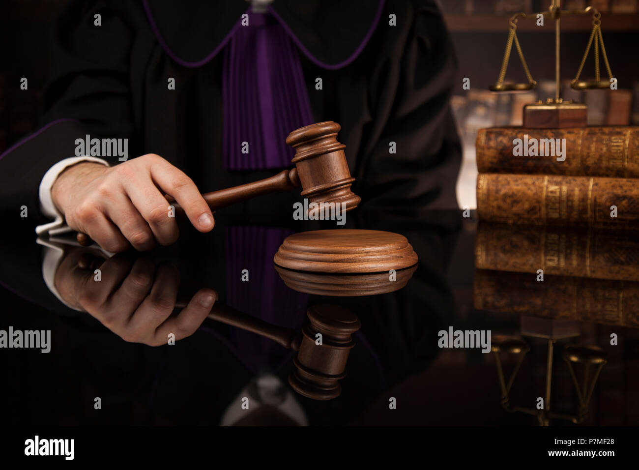 Justice and law concept. Male judge in a courtroom Stock Photo - Alamy