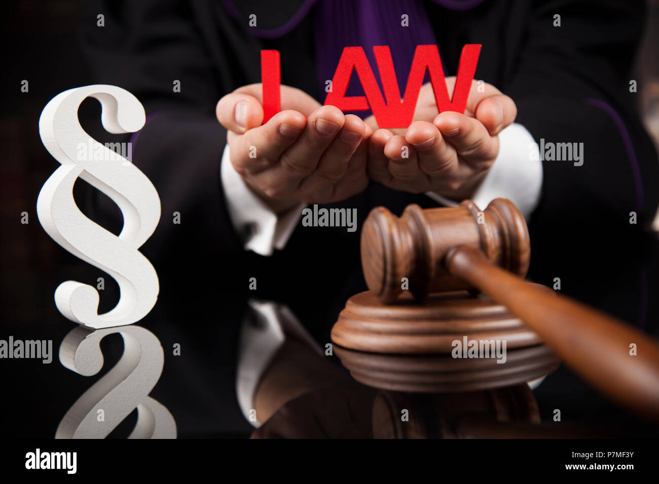 Striking mallet, Judgment concept, book background and Paragraph Stock ...