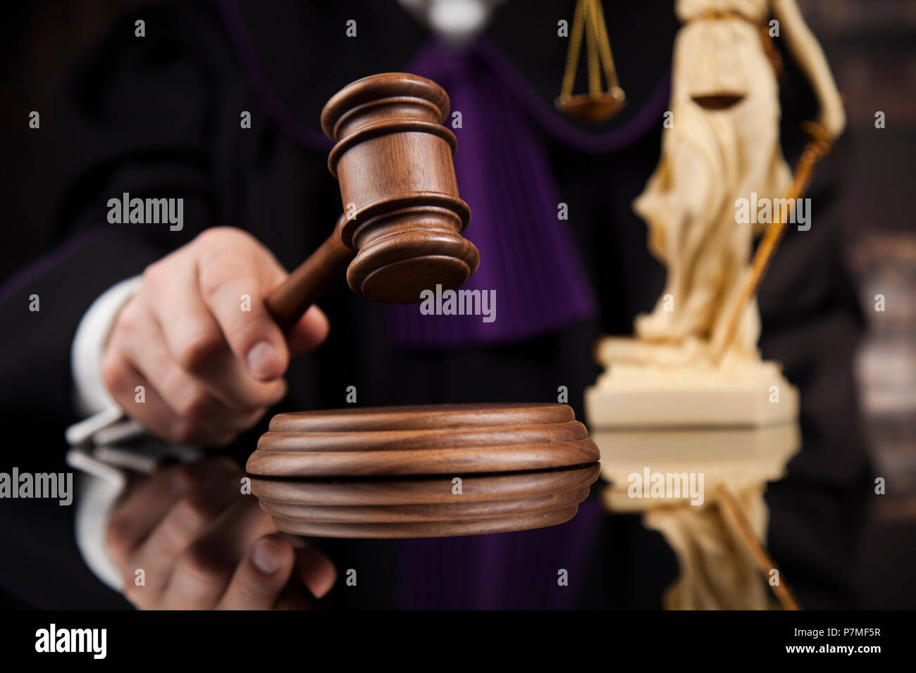 Justice and law concept. Male judge in a courtroom Stock Photo - Alamy