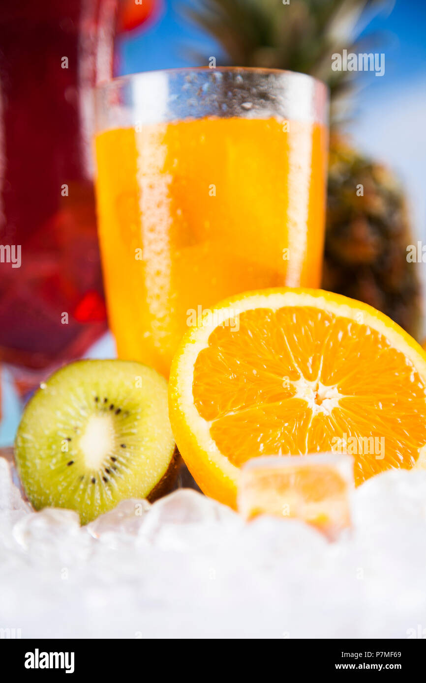 Variety of cold drinks, Summer Stock Photo - Alamy