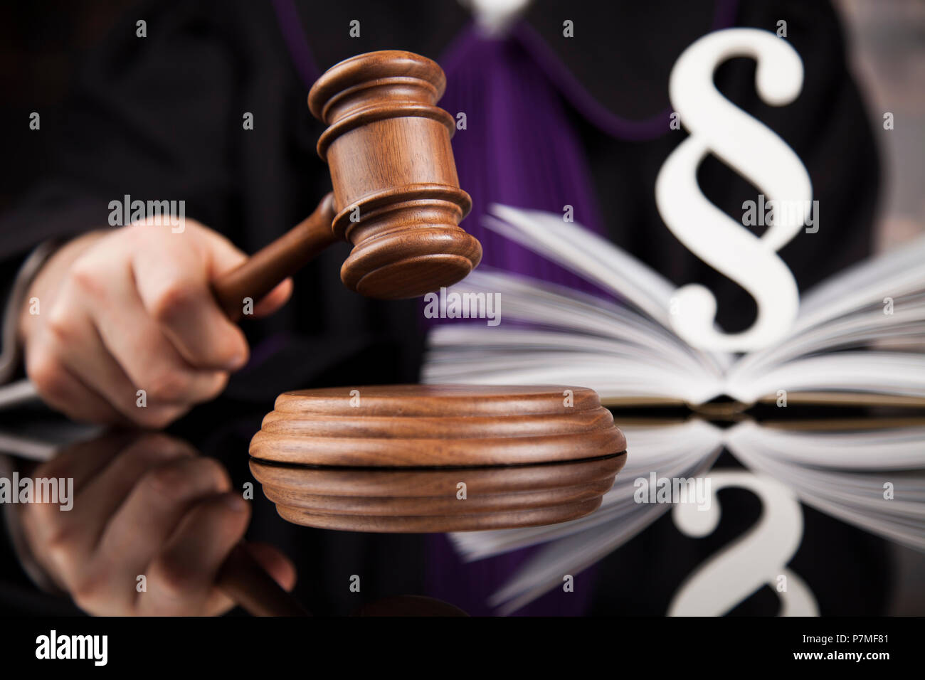 Striking mallet, Judgment concept, book background and Paragraph Stock ...