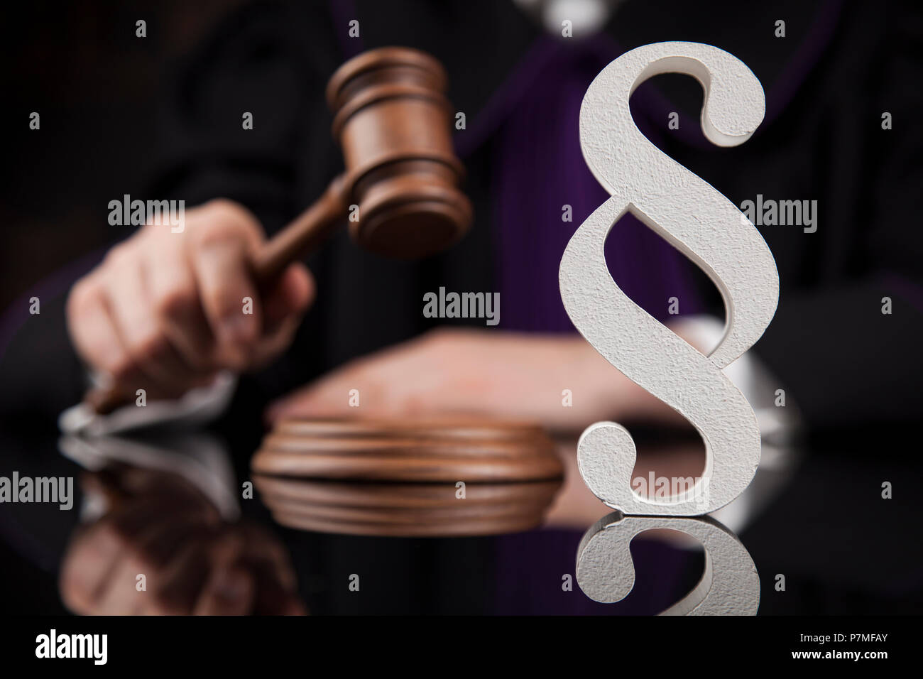 Striking mallet, Judgment concept, book background and Paragraph Stock ...