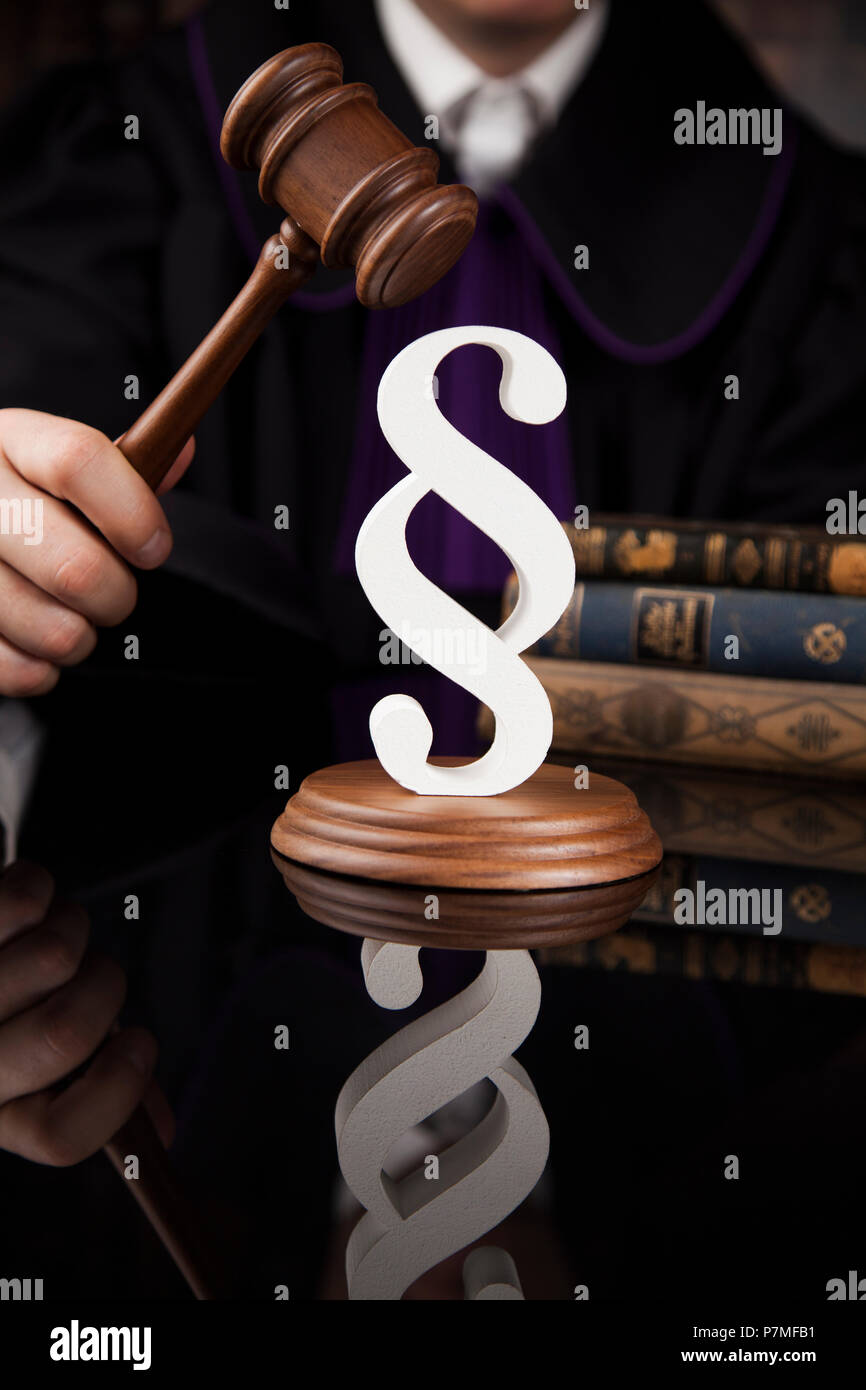 Striking mallet, Judgment concept, book background and Paragraph Stock ...