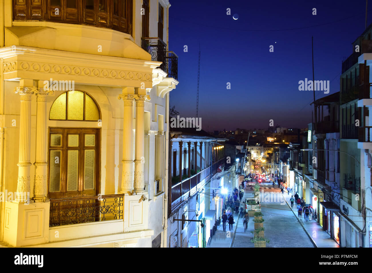 Urban scene at night and typical architetcure in Arequipa, Peru Stock ...