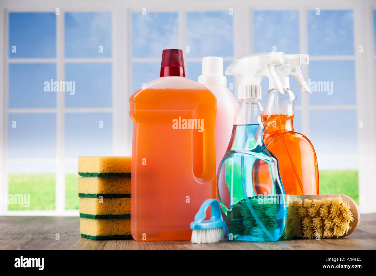 Assorted cleaning products Stock Photo - Alamy