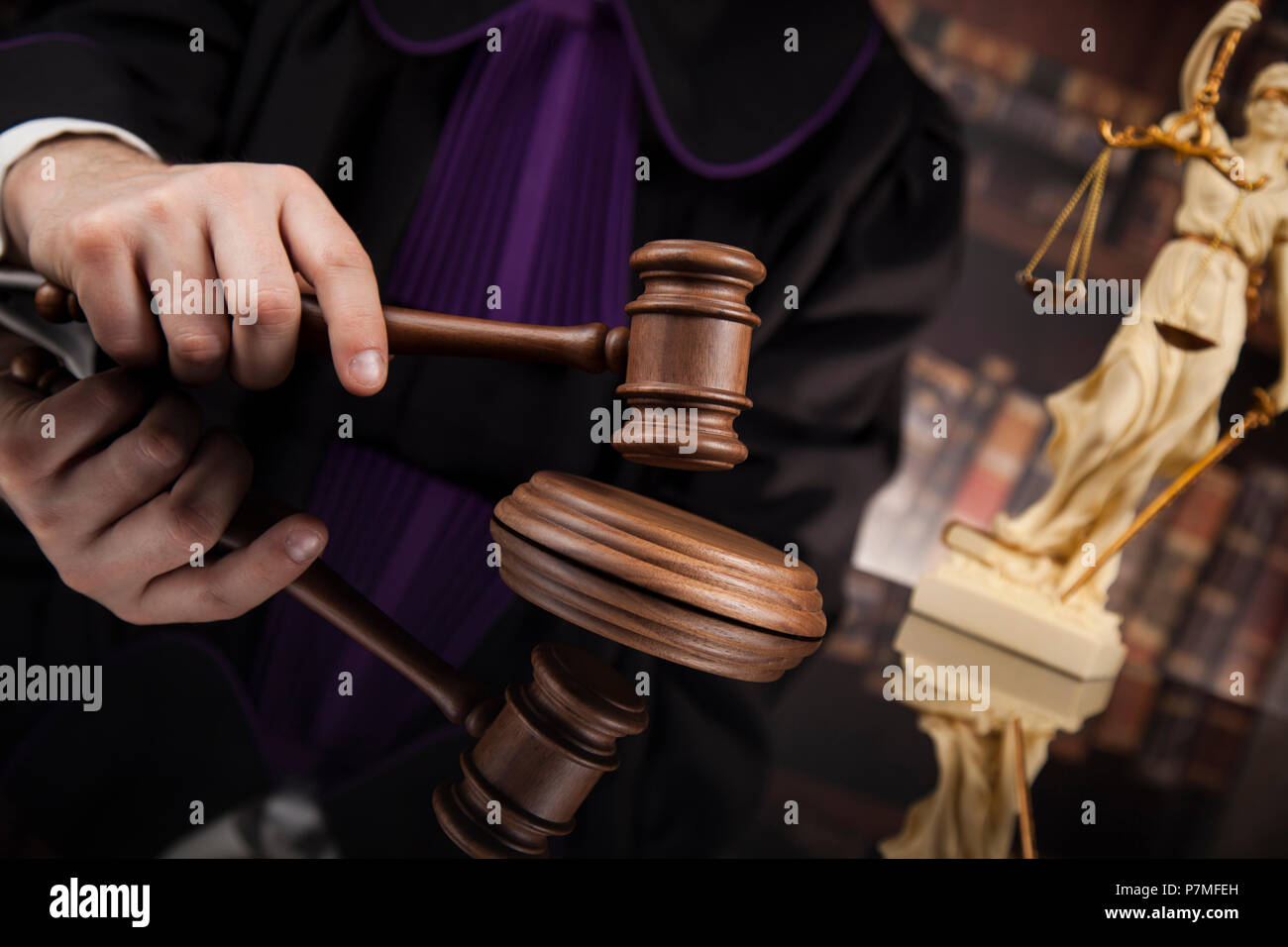 Justice and law concept. Male judge in a courtroom Stock Photo - Alamy