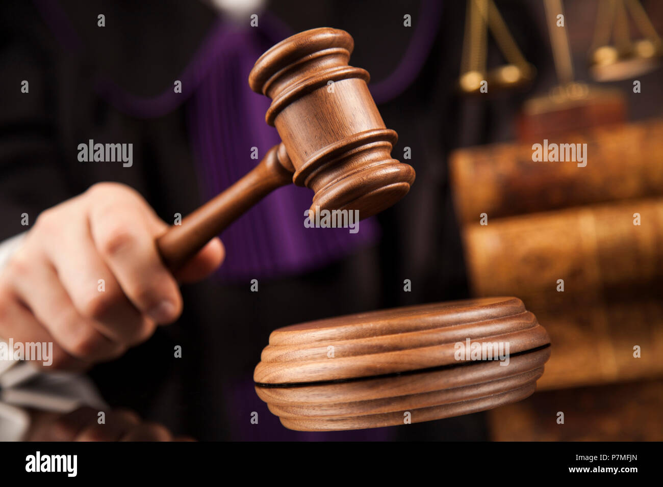 Justice and law concept. Male judge in a courtroom Stock Photo - Alamy