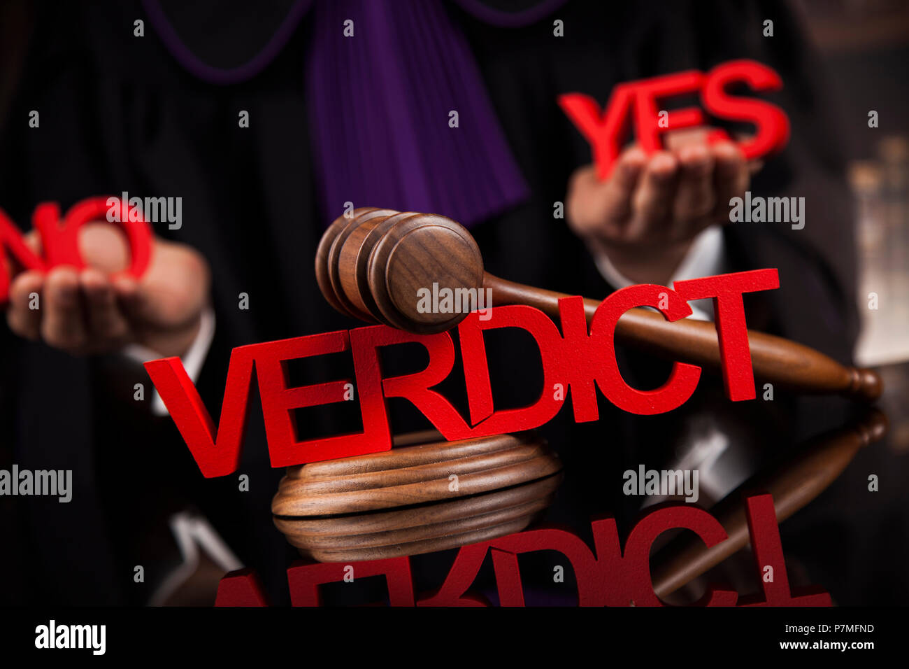 Verdict, Justice and law concept. Male judge in a courtroom Stock Photo ...