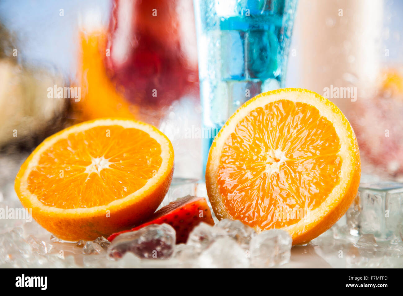 Variety of cold drinks, Summer Stock Photo - Alamy
