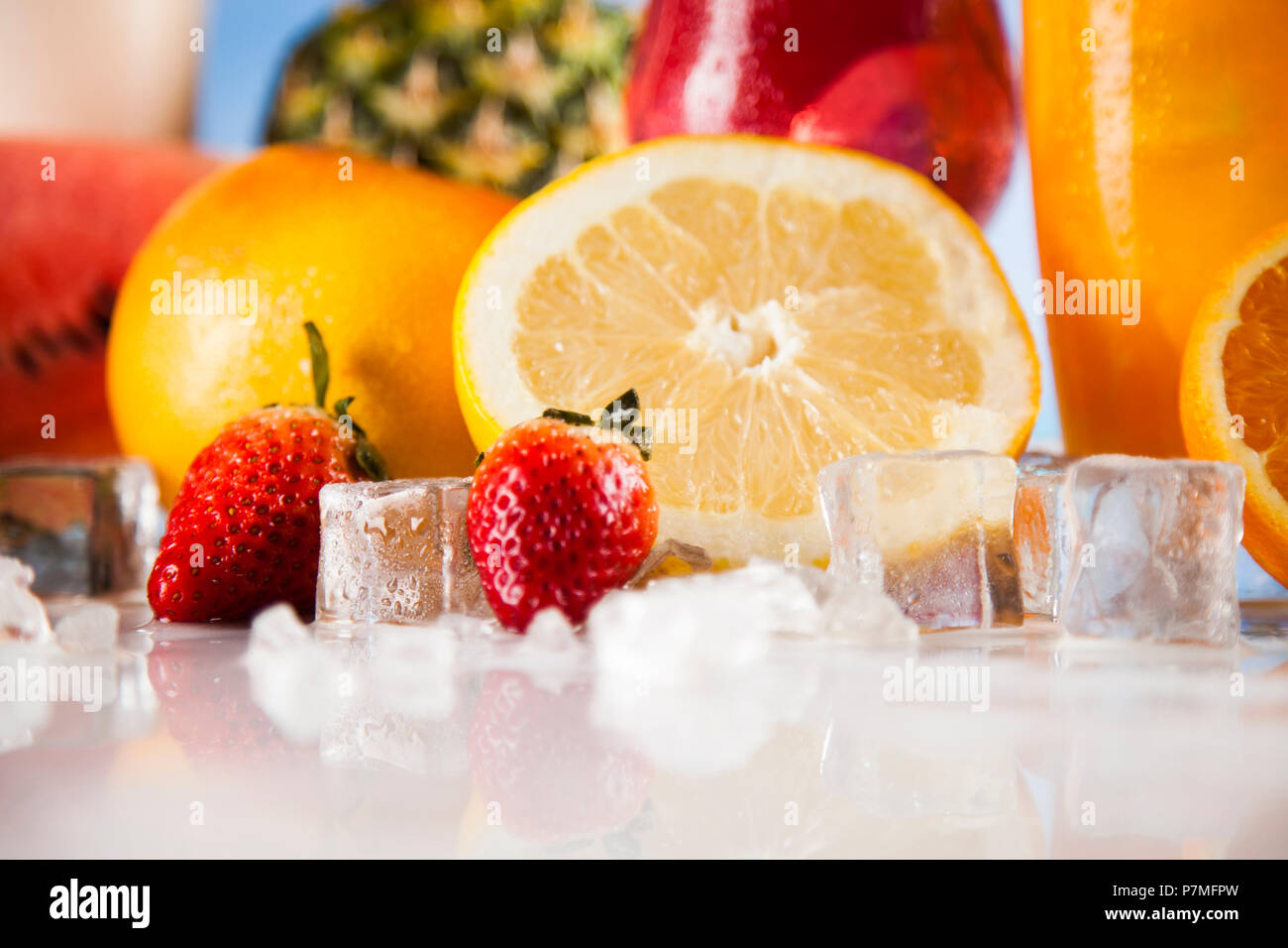 Variety of cold drinks, Summer Stock Photo - Alamy