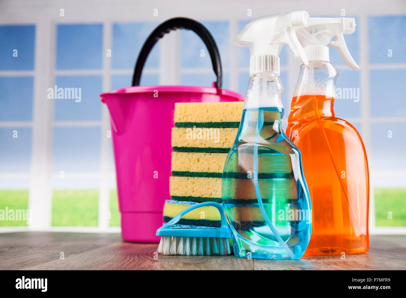 Assorted cleaning products Stock Photo - Alamy