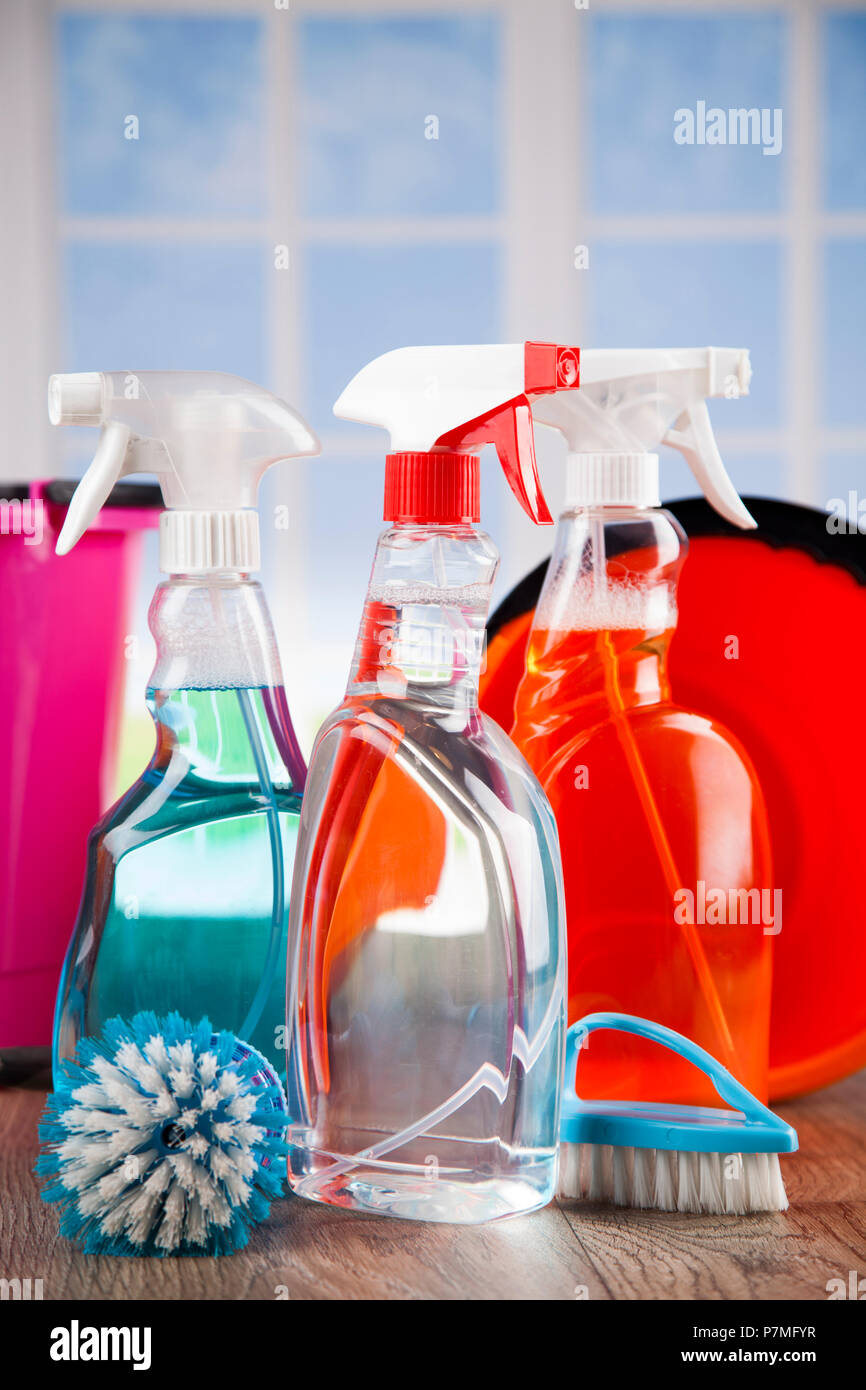 Assorted cleaning products Stock Photo - Alamy